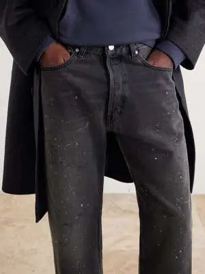 John Elliott Straight-leg Paint-splattered Distressed Jeans