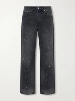 John Elliott Straight-leg Paint-splattered Distressed Jeans - Black
