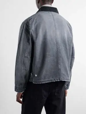 John Elliott Corduroy-trimmed Paint-splattered Denim Jacket