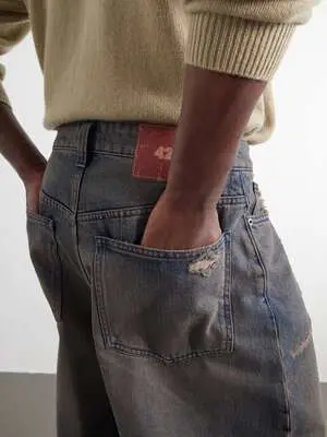 424 Big Daddy Wide-leg Distressed Denim Shorts