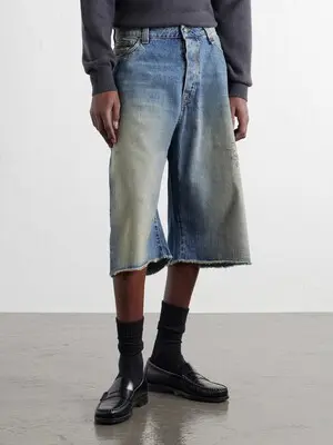 424 Big Daddy Wide-leg Distressed Denim Shorts