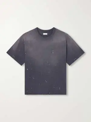 John Elliott Odeon Paint-splattered Distressed Cotton-jersey T-shirt - Gray