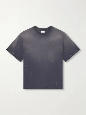 John Elliott Odeon Paint-splattered Distressed Cotton-jersey T-shirt - Gray