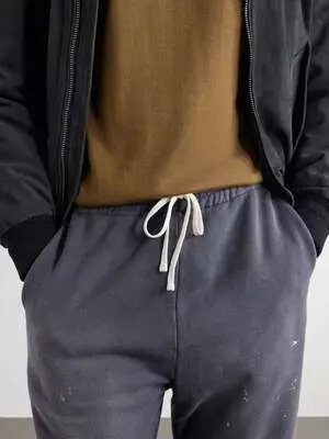 John Elliott Straight-leg Paint-splattered Cotton-jersey Drawstring Sweatpants
