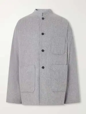 KAPTAIN SUNSHINE Brushed Wool And Cashmere-blend Flannel Jacket - Gray
