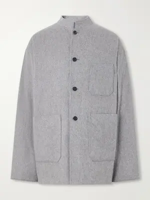 KAPTAIN SUNSHINE Brushed Wool And Cashmere-blend Flannel Jacket - Gray