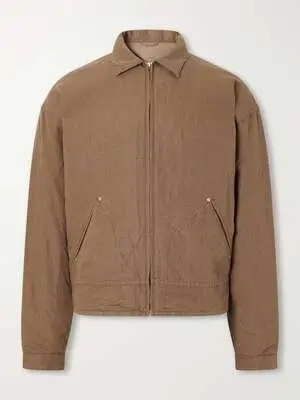 KAPTAIN SUNSHINE Crinkled Wool And Hemp-blend Canvas Bomber Jacket - Tan