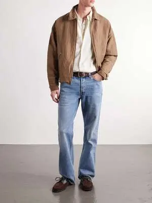 KAPTAIN SUNSHINE Crinkled Wool And Hemp-blend Canvas Bomber Jacket