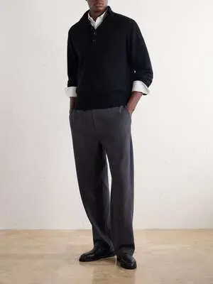 JAMES PERSE Ribbed Cashmere Polo Sweater