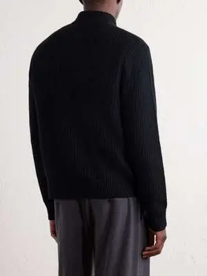 JAMES PERSE Ribbed Cashmere Polo Sweater