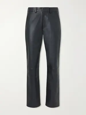 424 Straight-leg Panelled Leather Trousers - Black