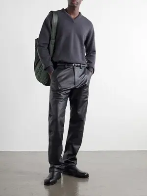 424 Straight-leg Panelled Leather Trousers