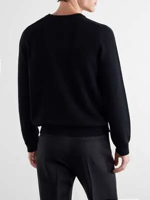 Celine Triomphe-embroidered Wool And Cashmere-blend Sweater