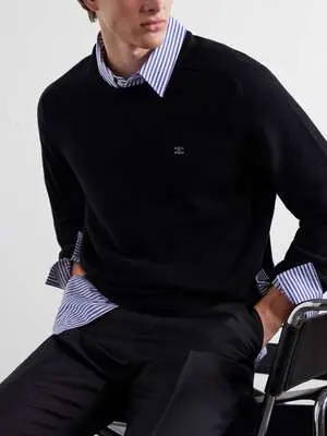 Celine Triomphe-embroidered Wool And Cashmere-blend Sweater