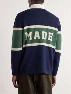 HUMAN MADE Logo-intarsia Wool-blend Polo Sweater - Blue