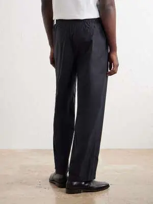 THE ROW Pascale Straight-leg Cotton-blend Poplin Drawstring Trousers