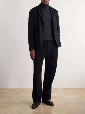 JAMES PERSE Straight-leg Cotton-blend Felt Suit Trousers - Black
