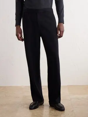 JAMES PERSE Straight-leg Cotton-blend Felt Suit Trousers - Black