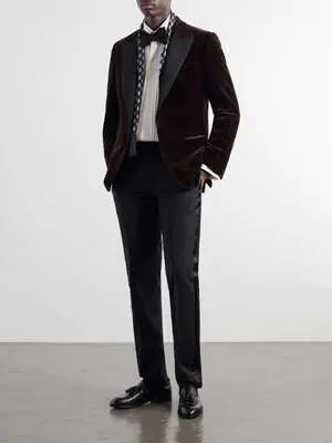 Zegna Satin-trimmed Cotton-velvet Tuxedo Jacket