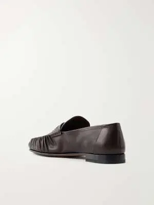 THE ROW Theo Gathered Leather Loafers