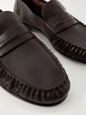 THE ROW Theo Gathered Leather Loafers