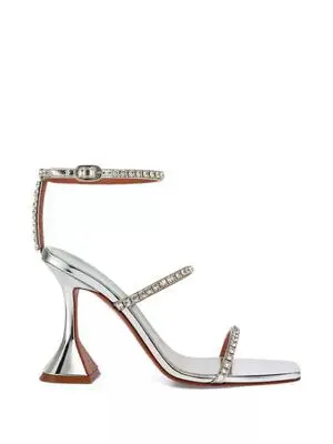 Amina Muaddi Gilda Sandals 95 Ivory Satin And White Crystals