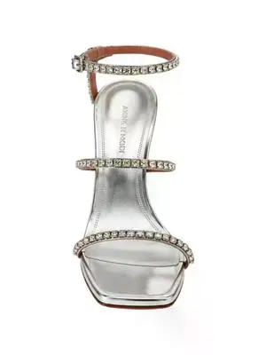 Amina Muaddi Gilda Sandals 95 Ivory Satin And White Crystals