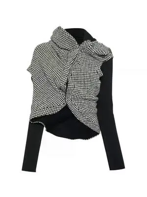 Junya Watanabe Houndstooth-pattern Draped Jacket - Black