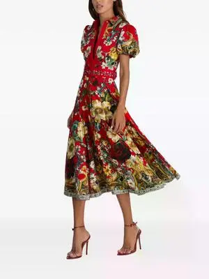 Alice + Olivia Henrietta Floral-print Belted Midi Dress
