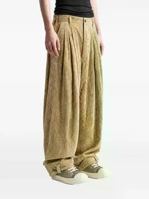 ZIGGY CHEN Pleated Crushed-effect Wide-leg Trousers