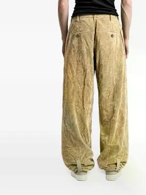 ZIGGY CHEN Pleated Crushed-effect Wide-leg Trousers