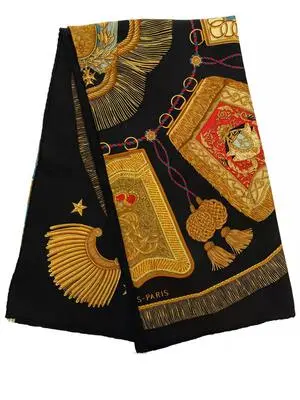 Hermès 1990-2010 Poste Et Cavalerie Silk Scarf 90 Scarves - Black