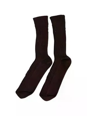 Dolce & Gabbana Distressed Ribbed-knit Socks - Brown