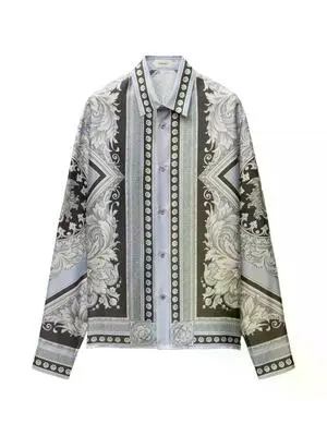 Versace Printed Silk Twill Regular Shirt - Blue