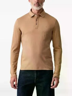 Michael Kors Long-sleeved Polo Shirt In Cotton - Neutrals