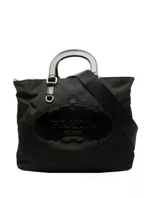 Prada 2010-2026 Tessuto Canapa Logo Satchel - Black