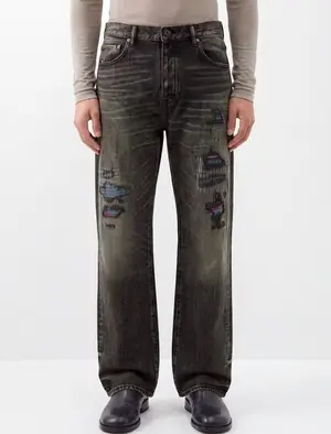 PURPLE BRAND Distressed Relaxed-fit Jeans
