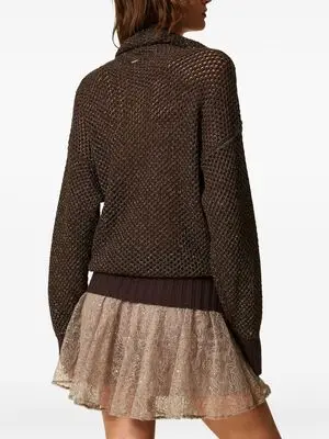TWINSET Mesh Turtleneck Jumper With Lurex
