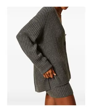 TWINSET Wool Blend Cardigan With Rhinestones