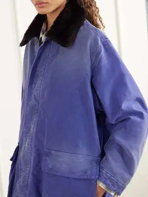 Auralee Garment-dyed Padded Shearling-trimmed Cotton-moleskin Jacket