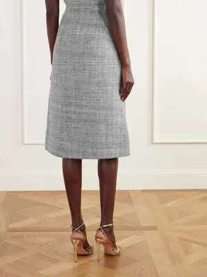 Cara Cara Luca Button-detailed Wool-blend Tweed Midi Skirt
