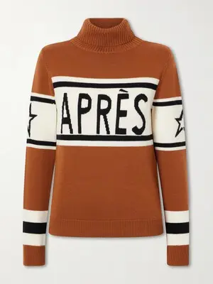 Perfect Moment Schild Intarsia-knit Merino Wool Turtleneck Sweater - Brown