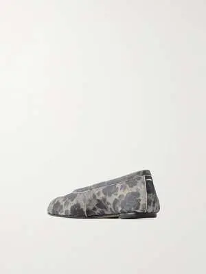 MAISON MARGIELA Tabi Split-toe Floral-print Distressed-leather Ballet Flats