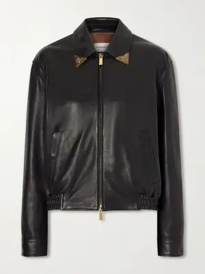 Versace Medusa-embellished Leather Blouson Jacket - Black