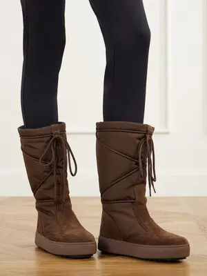 Moon Boot Ltrack Legacy Suede-trimmed Nylon Knee Boots - Brown