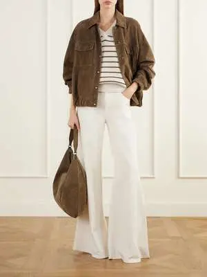 Brunello Cucinelli Gathered Paneled Suede Jacket