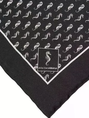 Dolce & Gabbana Seahorse-print Pocket Square - Black
