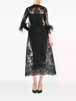 GEMY MAALOUF Feather-trim Lace Top