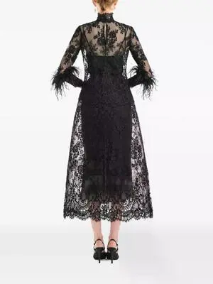 GEMY MAALOUF Feather-trim Lace Top