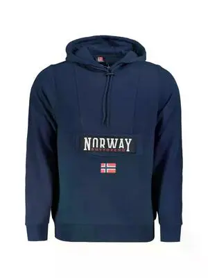 NORWEGIAN RAIN Logo-patch Cotton Hoodie - Blue